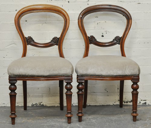 Three Victorian mahogany hoop back dining chairs, with stuff over seats ...