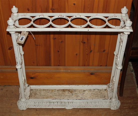 White cast iron stack stand & a two-tier pine plant stand by - BidtoArt.com