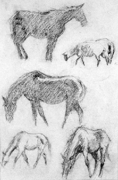 Szkic koni by Jozef Czajkowski artist at Rempex Auction Houses auction ...