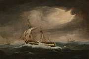A frigate, believed to be H.M.S. 'Newcastle' in a storm by Thomas ...