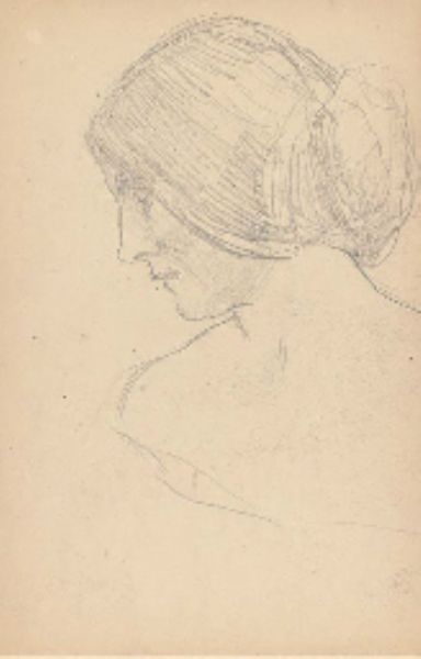 Study of a woman, bust-length, turned to the left (recto, illustrated ...