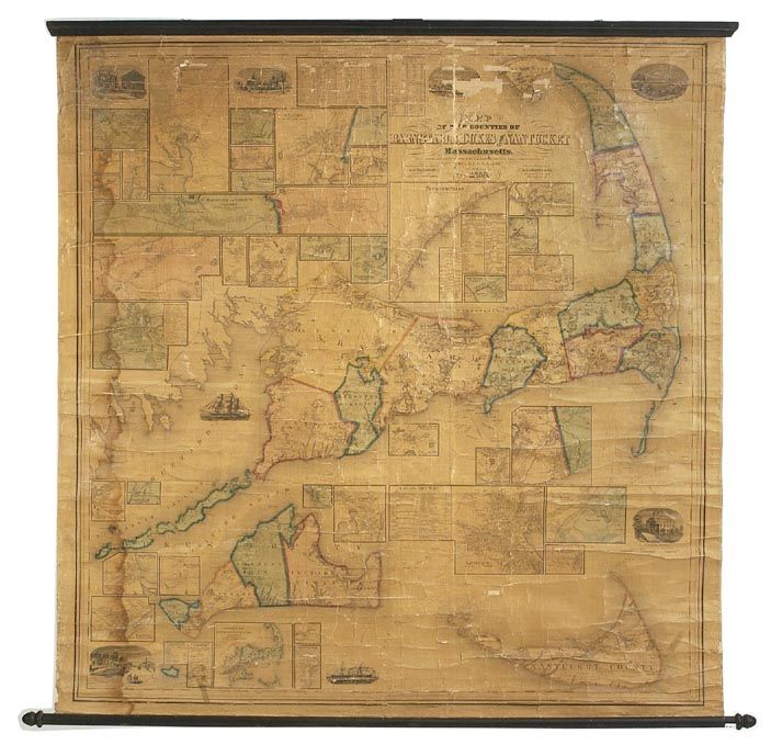 MAP OF THE COUNTIES OF BARNSTABLE AND NANTUCKET by Henry Walling artist ...
