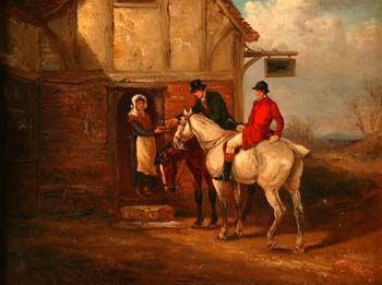 Huntsman taking refreshment outside The Fox Public House by Thomas ...