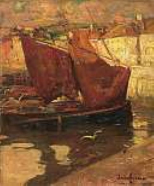 Segelboot im Hafen by Louis Azema artist at Galerie Fischer Auktionen ...