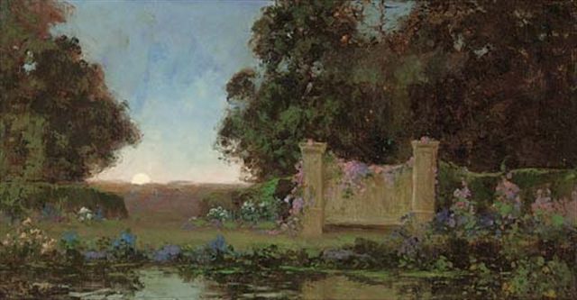 A garden by moonlight by Thomas (tom) Edwin Mostyn artist at Christie's ...