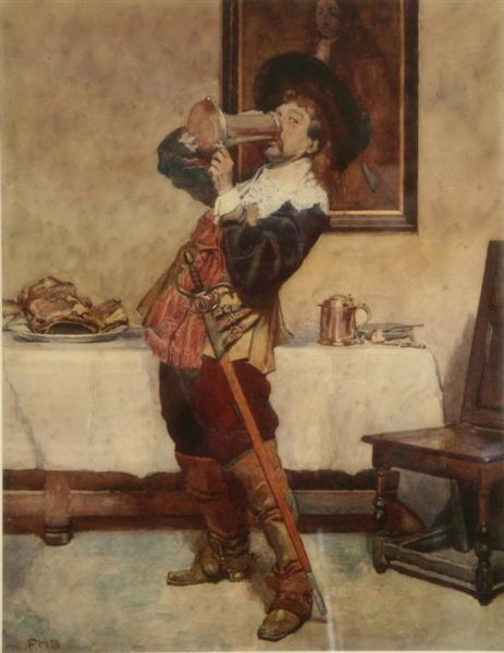 Cavalier drinking from a tankard by Frank Moss Bennett artist at ...