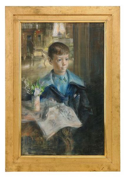 Interiör med Erik L. Magnus som barn by Carl Olof Larsson artist at AB ...