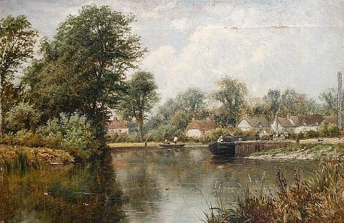 Punting outside the cottage door; A lake view by Thomas Spinks artist ...