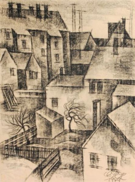 Hinter den Häusern by Karl Hopf artist at Schmidt Kunstauktionen ...