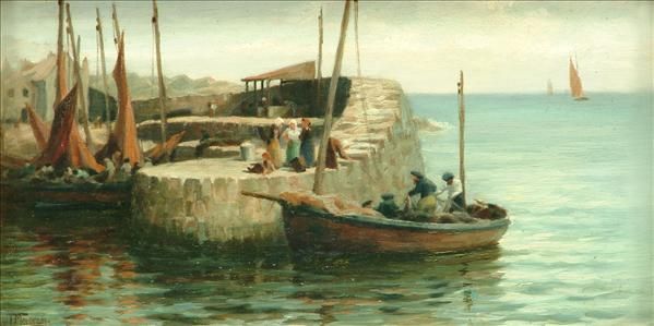 On the quayside by Thomas Meldrum artist at Donnington Priory Salerooms ...