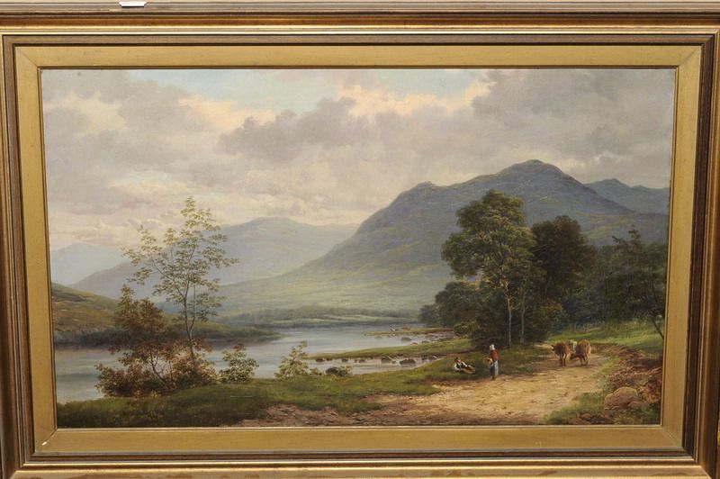 Lakeland Landscape with Figures and Cattle on a Sandy Path by Thomas ...