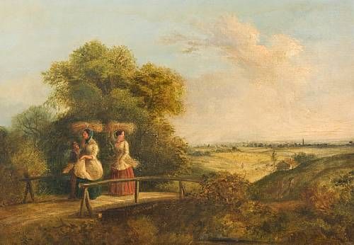 Reapers crossing a bridge by Thomas Smythe artist at Bonhams auction ...