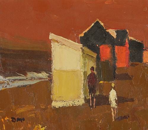 Beach huts by Donald McIntyre artist at Bonhams auction house | BidtoArt