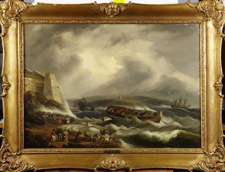Wreck of the Dutton troopship by Thomas Luny (attributed To) artist at ...
