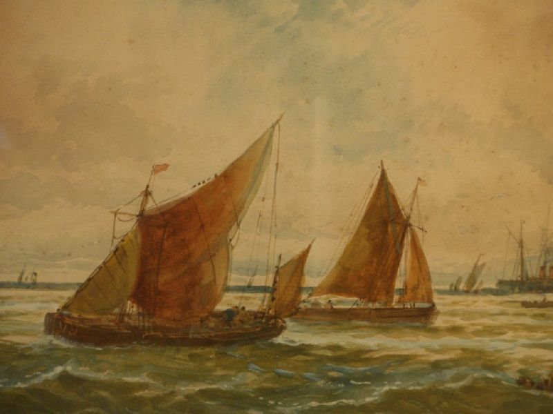 Fishing boats coastal scene by Thomas Mortimer artist at Golding Young ...