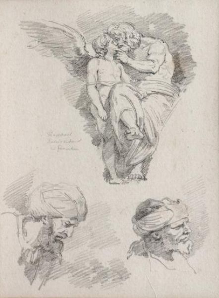 Feuille d'études d'après «La loge de Psyché» de Raphaël. by Jean Honoré ...