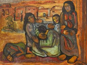 Group of figures in a village by Samir Rafi artist at Roseberys auction ...