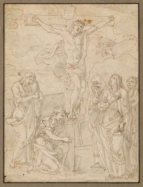 The Crucifixion of Christ with the Virgin, Mary Magdalene and St. John the Baptist. by Nicolas ...