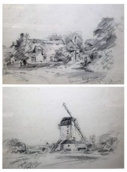 Ellingham Mill Street and Fransden Mill by Arthur Edward Davies artist ...