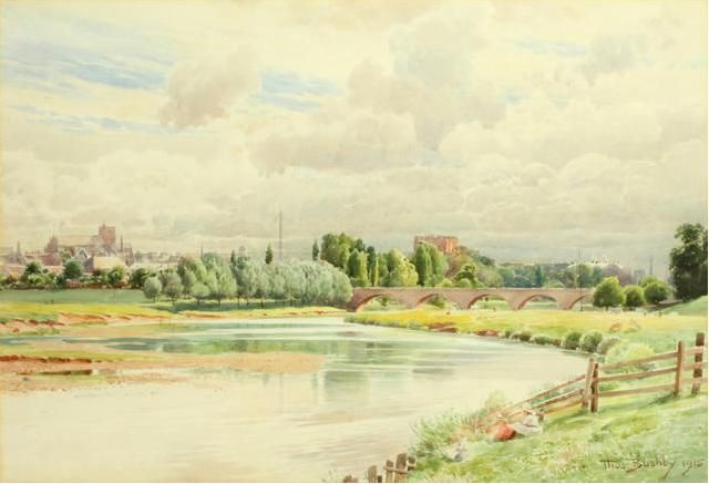 An extensive river landscape by Thomas Bushby artist at Bonhams auction ...