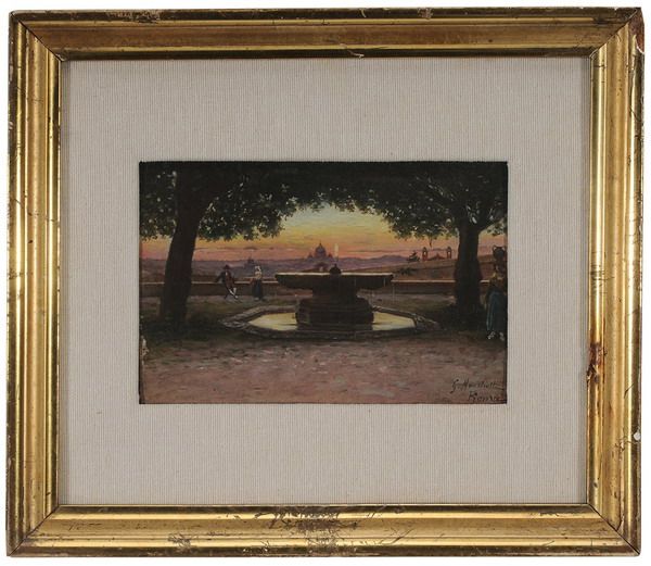 Fountain with View of Rome by Gustave Henri Marchetti artist at Brunk ...