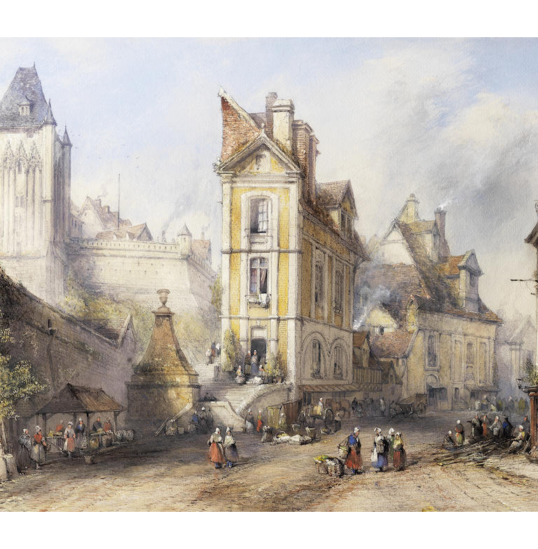 View in a French town by Thomas Robert Colman Dibdin artist at Bonhams ...