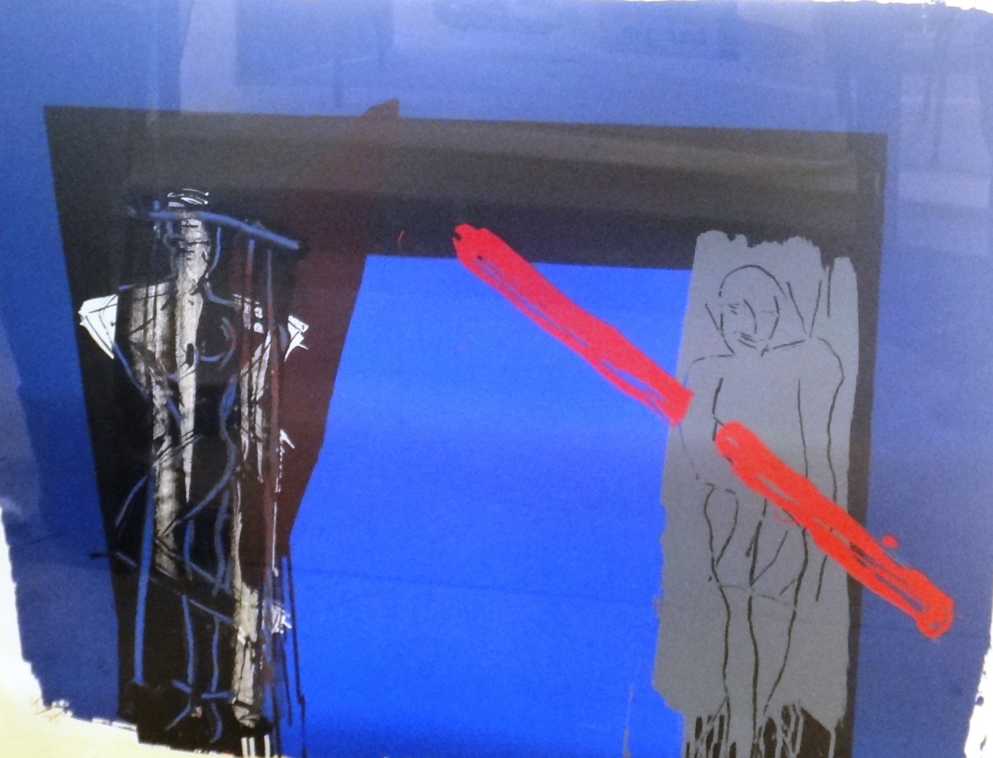 White Man Grey Man Red Line by Bruce McLean artist at Bellmans ...