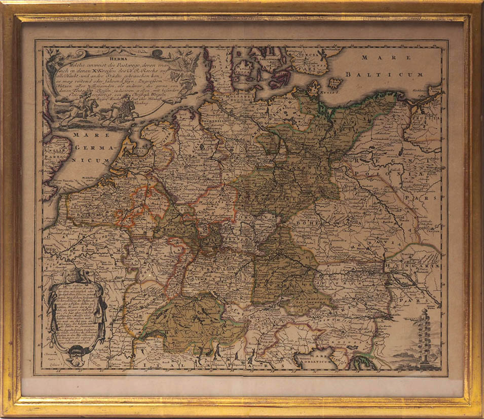 Map of the postal routes in the German Reich by Johann Christoph Weigel ...